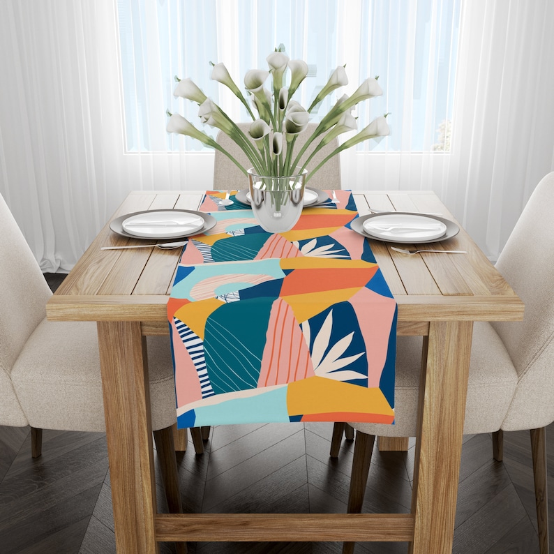 Abstract Colorful Table Runner, Modern Multicolored Custom Table Runner ...