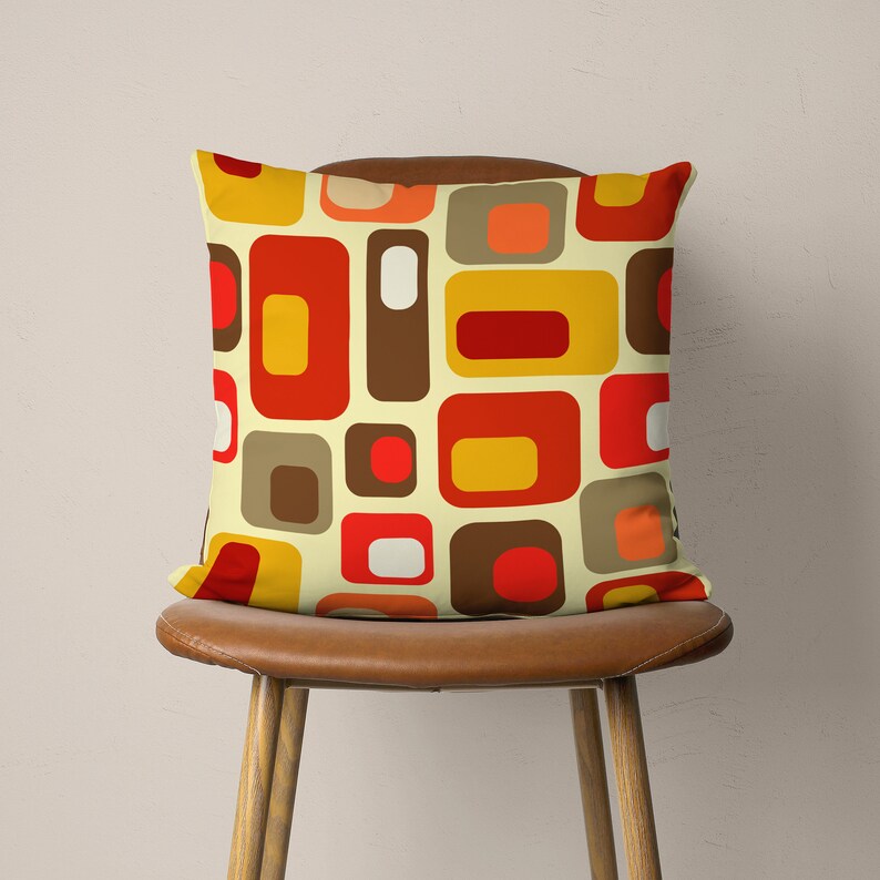 Retro Pattern Pillow Case Mid Century Modern Geometric Pillow - Etsy