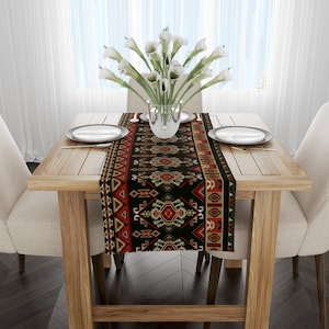 Digital Print Rug Pattern Table Runner, Traditional Ethnic Kitchen ...