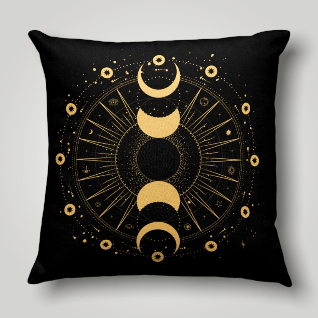 Boho Lunar Pillow Cover Moon Phases Pillow Case Celestial | Etsy