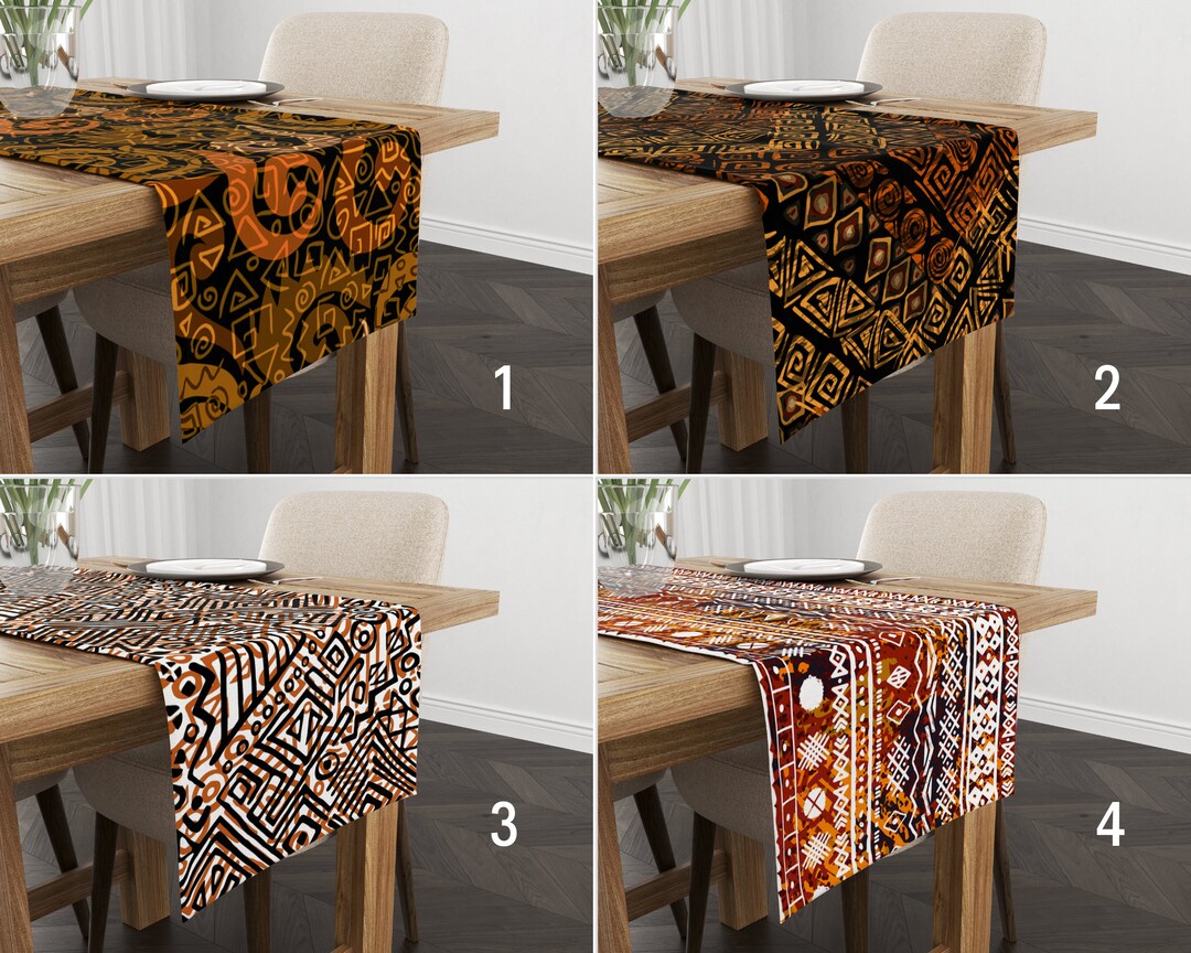 Boho Aztec Motifs Table Runner, Southwestern Ethnic Runner, Rustic ...