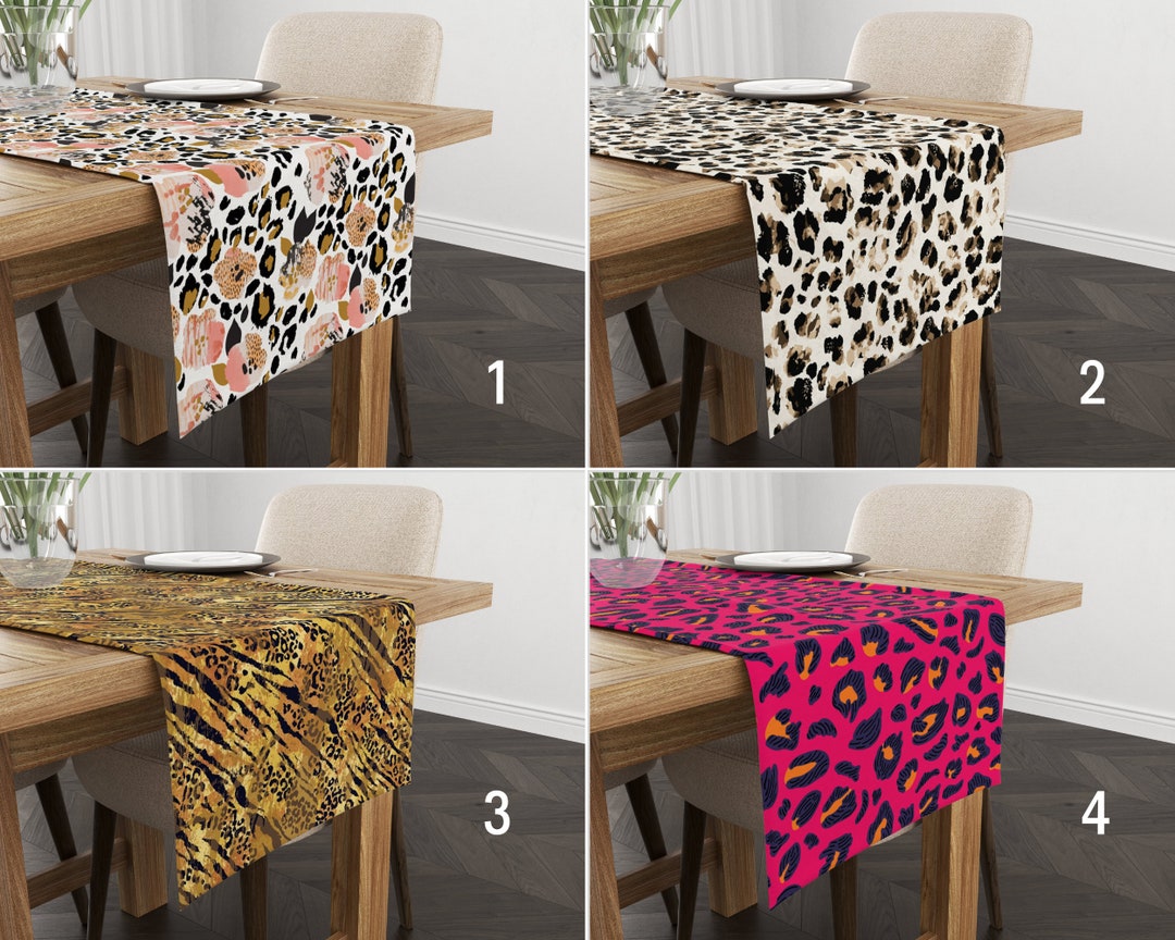 Leopard Print Table Runner, Animal Print Runner, Farmhouse Tablecloth ...
