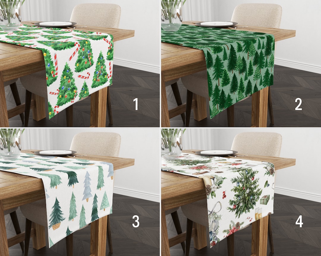 Pine Tree Table Runner, Winter Kitchen Runner, Christmas Tree Runner ...