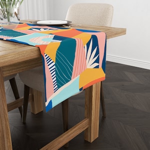 Abstract Colorful Table Runner, Modern Multicolored Custom Table Runner ...