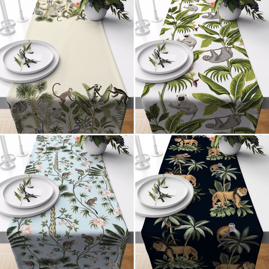 Wild Animals Runner, Safari & Nature Table Runners, Black White ...