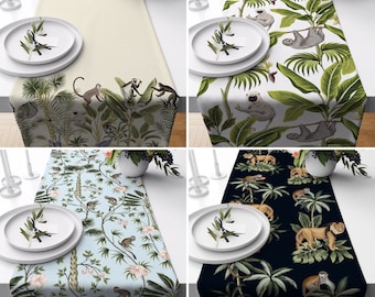 Animals Table Runner Black & White Kitchen Runners Safari | Etsy