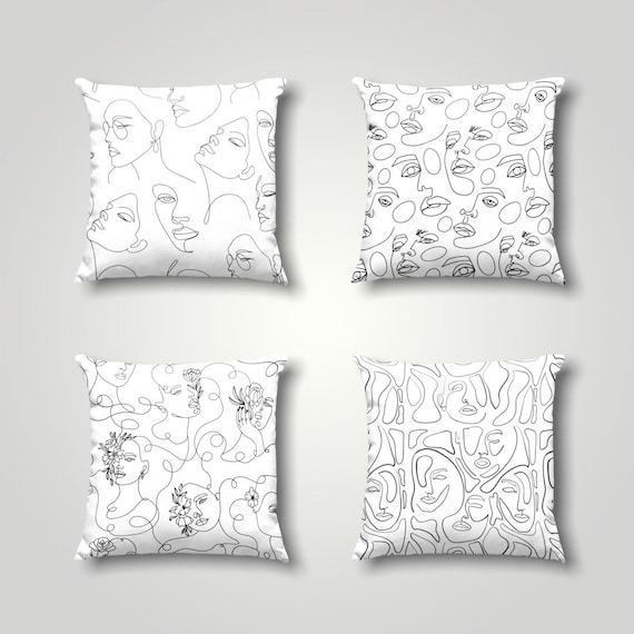 One Line Drawing Pillow Cover Minimal Cushion Cover Abstract | Etsy