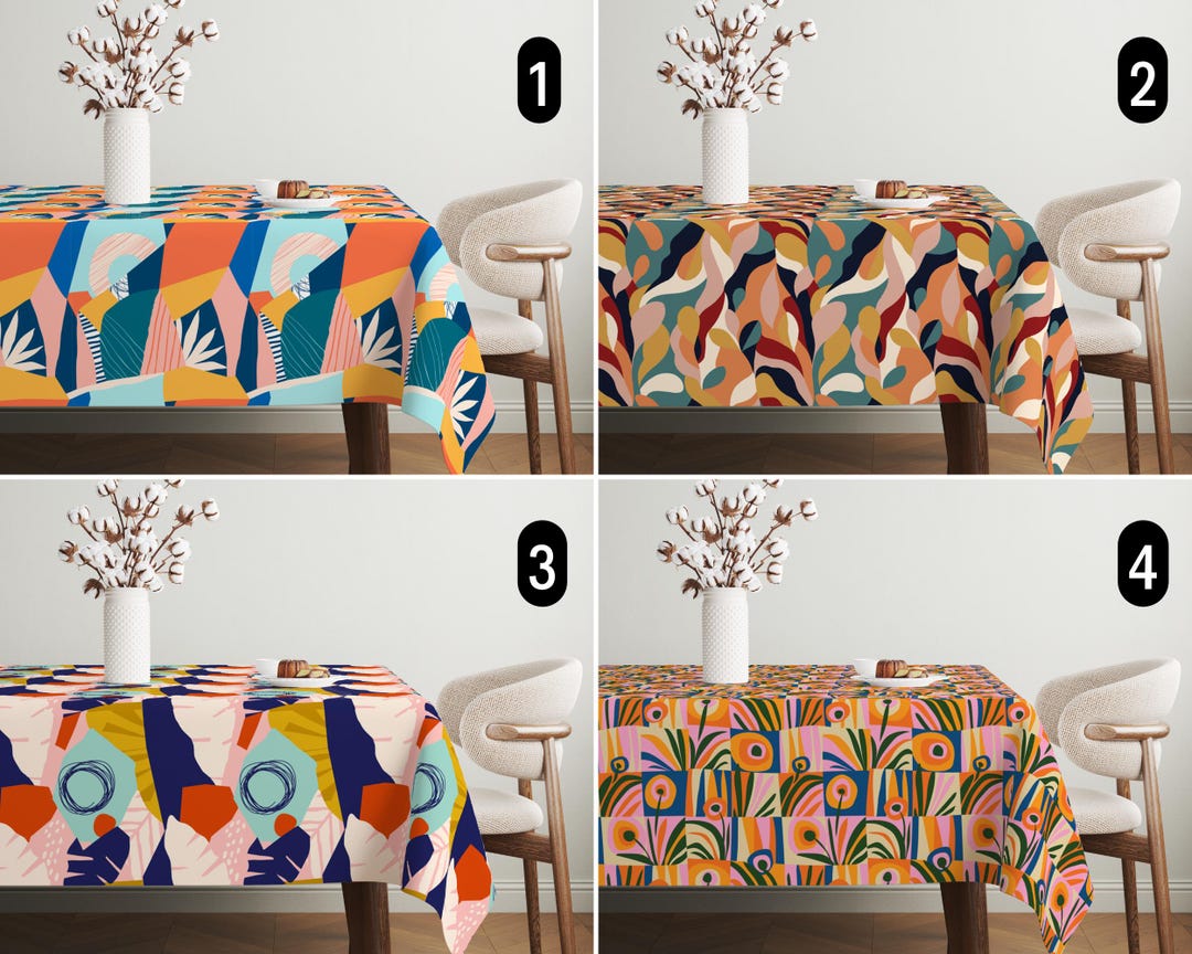 Modern Abstract Tablecloth, Colorful Geometric Contemporary Tablecloth ...
