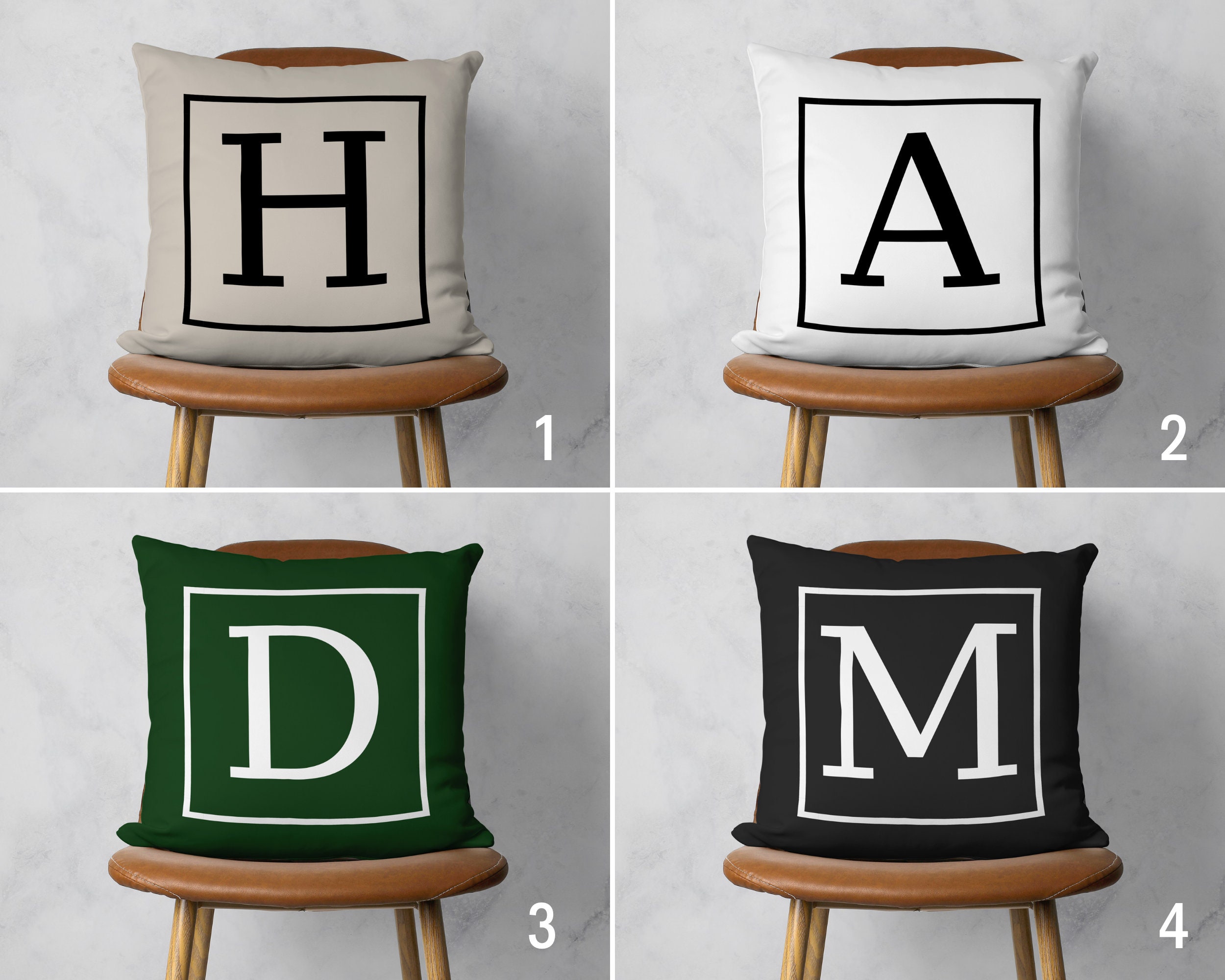 Customized Monogram Pillow Case Personalized Initial Cushion - Etsy