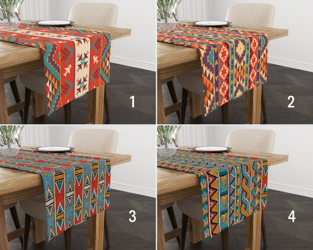 Colorful Tribal Table Runner, Aztec Print Ethnic Runner, Southwestern ...