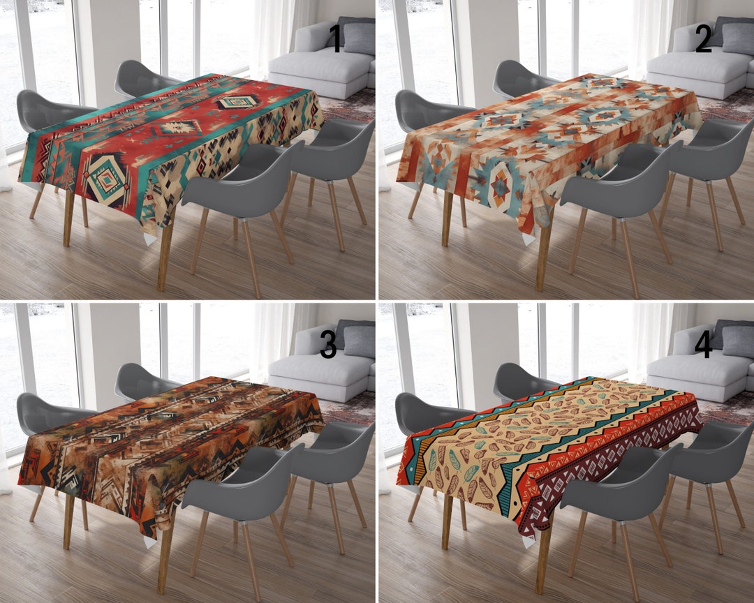 Boho Aztec Tablecloth, Tribal Design Ethnic Tablecloth, Southwestern ...