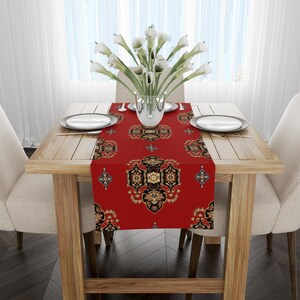 Digital Print Rug Pattern Table Runner, Traditional Ethnic Kitchen ...