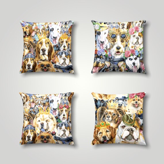 Dog Portrait Pillow Cover Cute Dogs Pillow Case Animal - Etsy
