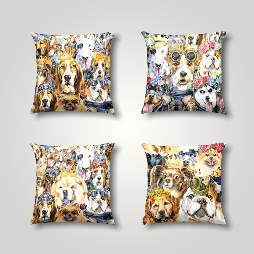 Dog Portrait Pillow Cover Cute Dogs Pillow Case Animal - Etsy
