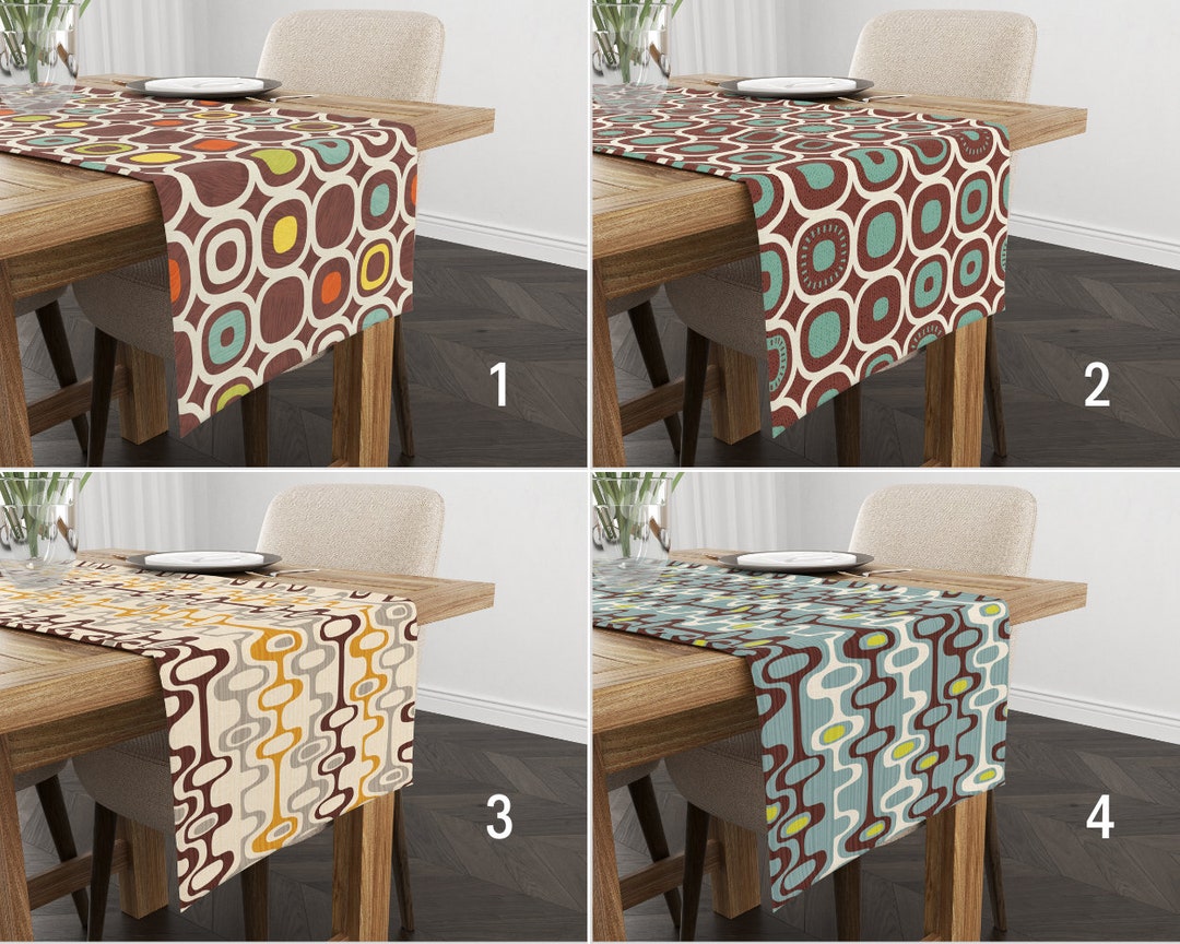 Mid Century Modern Table Runner, Retro Style Kitchen Runner, Retro ...