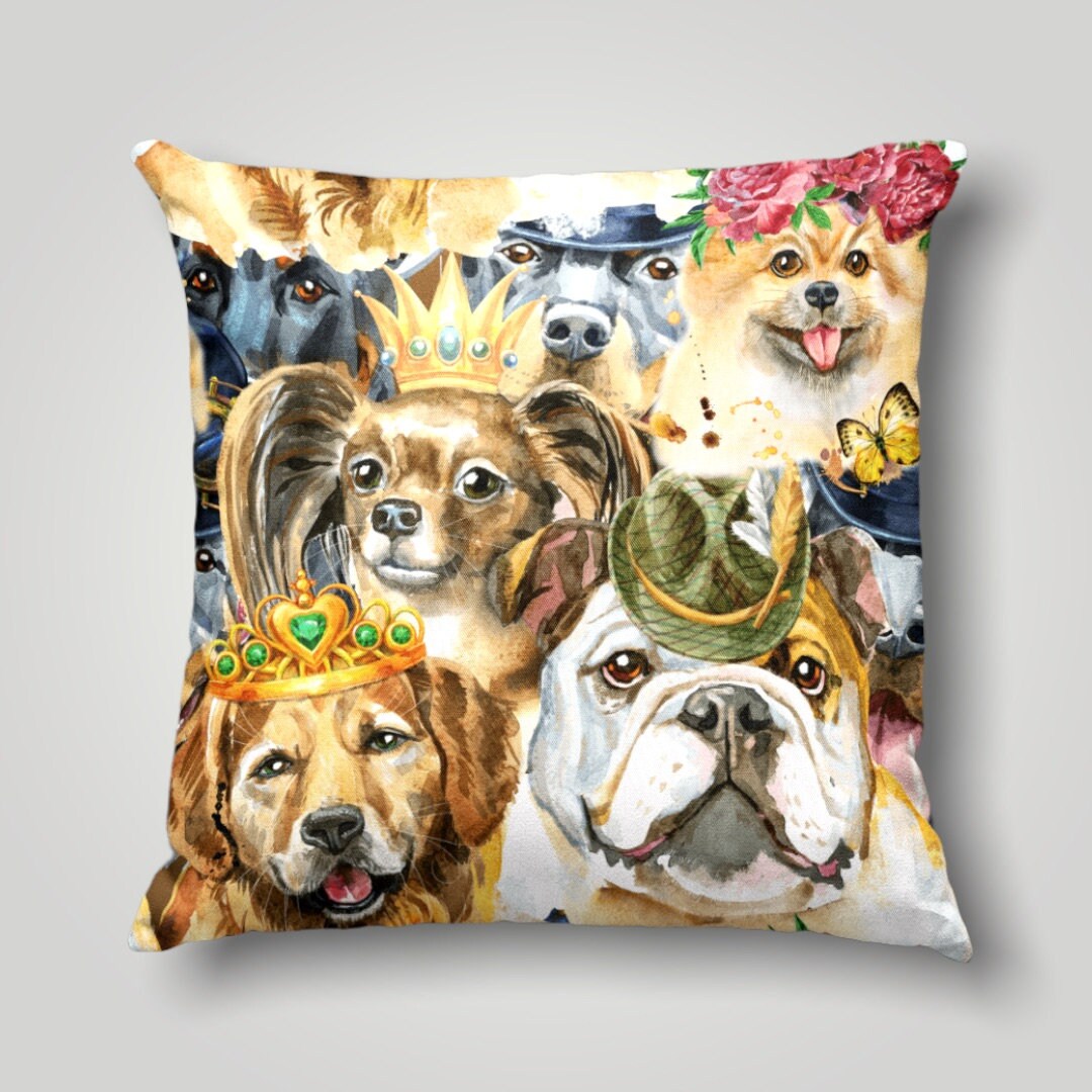 Dog Portrait Pillow Cover Cute Dogs Pillow Case Animal - Etsy
