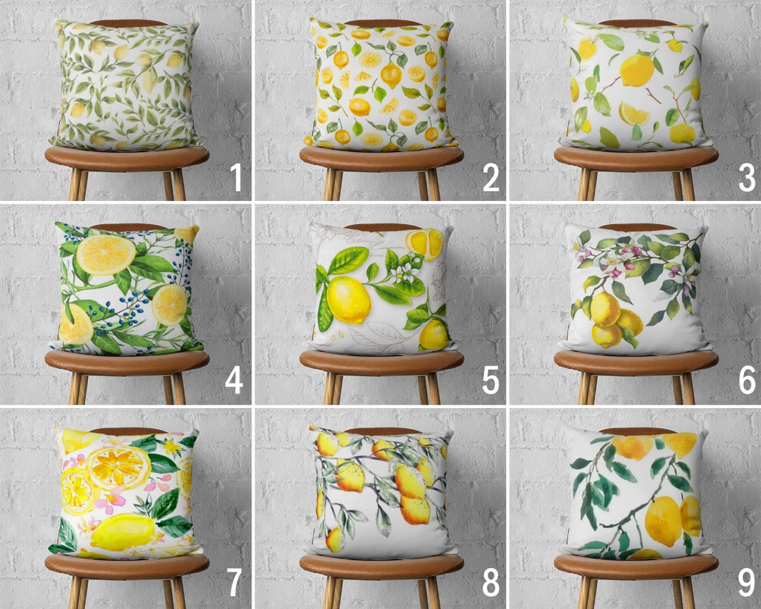 Lemon Branches Pillow Case, Citrus Pillow Cover, Summer Cushion Cover ...