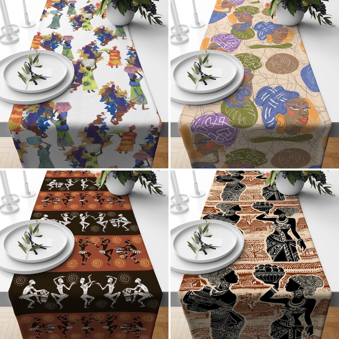 Ethnic African Style Runner, Native Lady Design Table Runner, Authentic ...