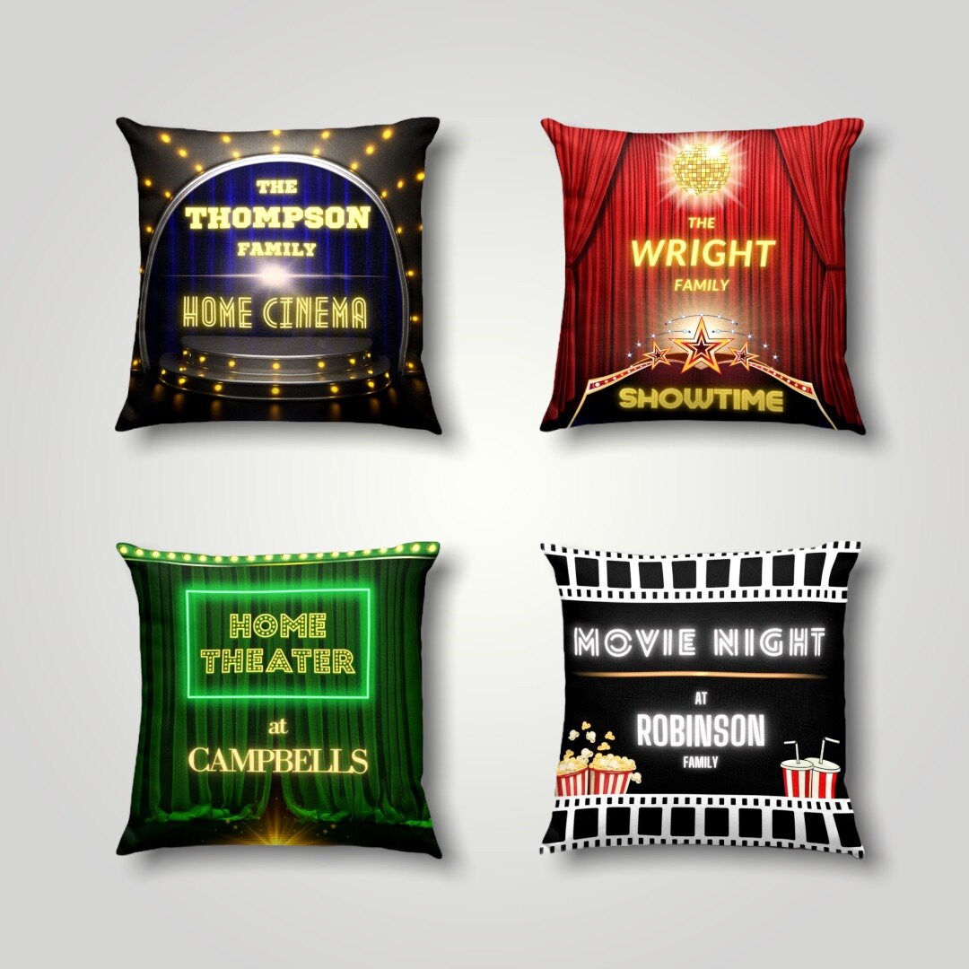 Custom Cinema Pillow Cover, Any Size Personalized Home Theater Pillow ...