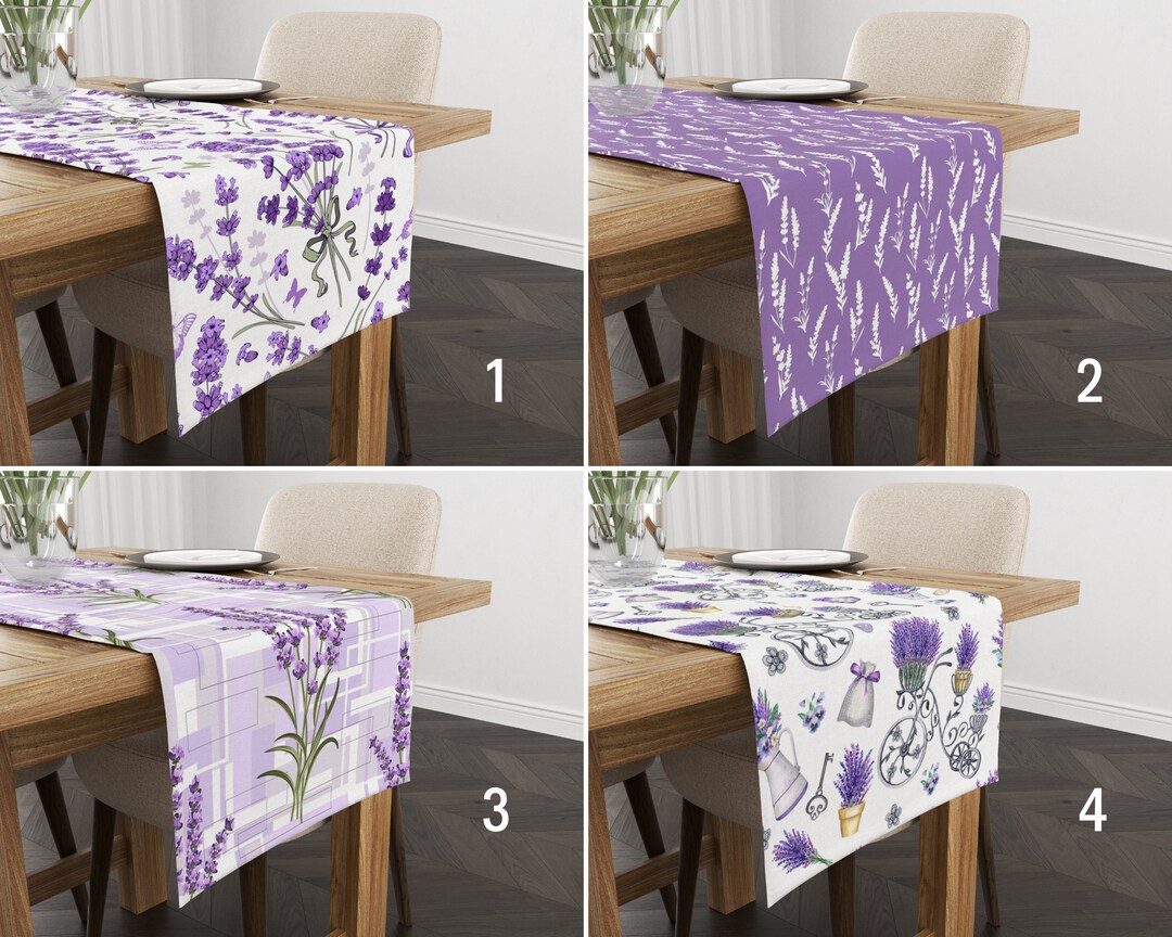 Lavender Design Table Runner, Purple Floral Runner, Lavender Flower ...