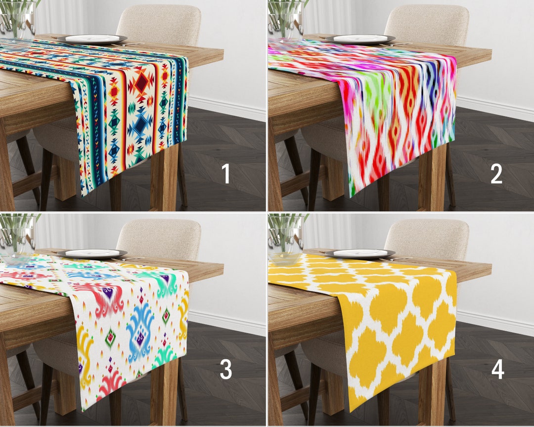 Colorful Ikat Print Runner, Ethnic Table Runner, Aztec Pattern Table ...