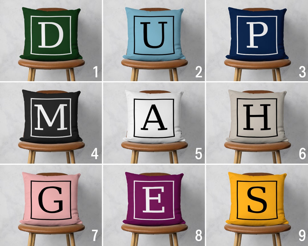 Customized Monogram Pillow Case, Personalized Initials Cushion Cover ...