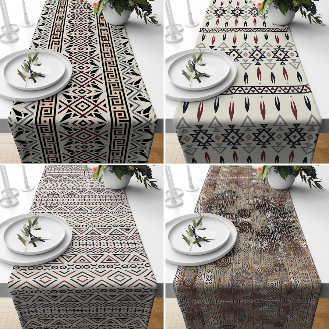 Aztec Print Table Runner, Ethnic Southwestern Runner, Tribal Design ...