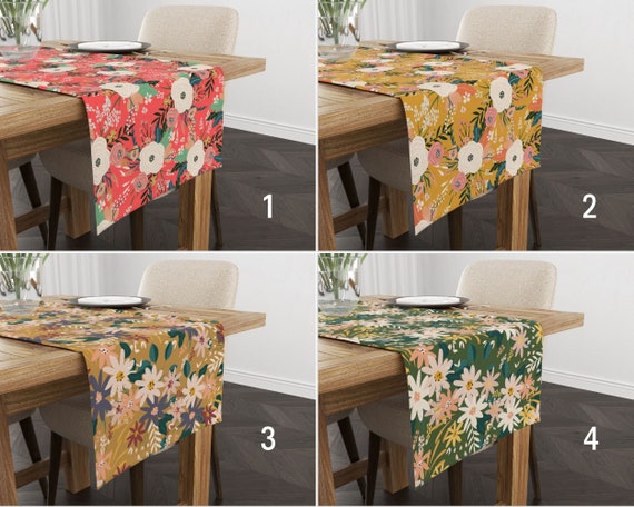 Flower Design Table Runner Floral Boho Runner Multi Colored - Etsy