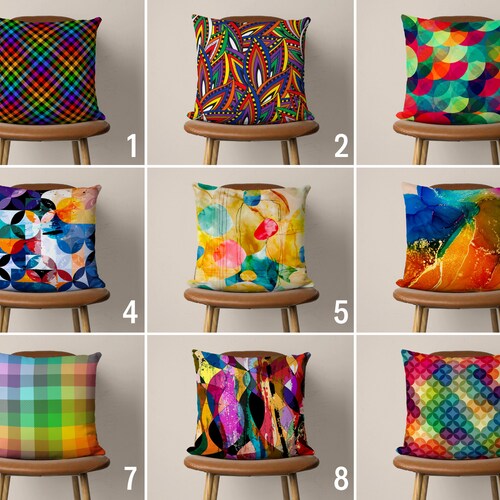 Vivid Abstract Colorful Pillow Case Bright Vibrant Multi - Etsy