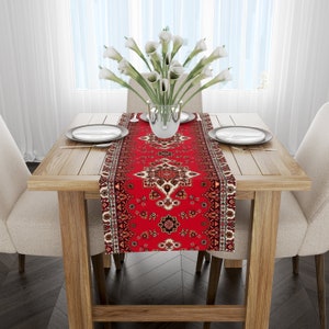 Digital Print Rug Pattern Table Runner, Traditional Ethnic Kitchen ...