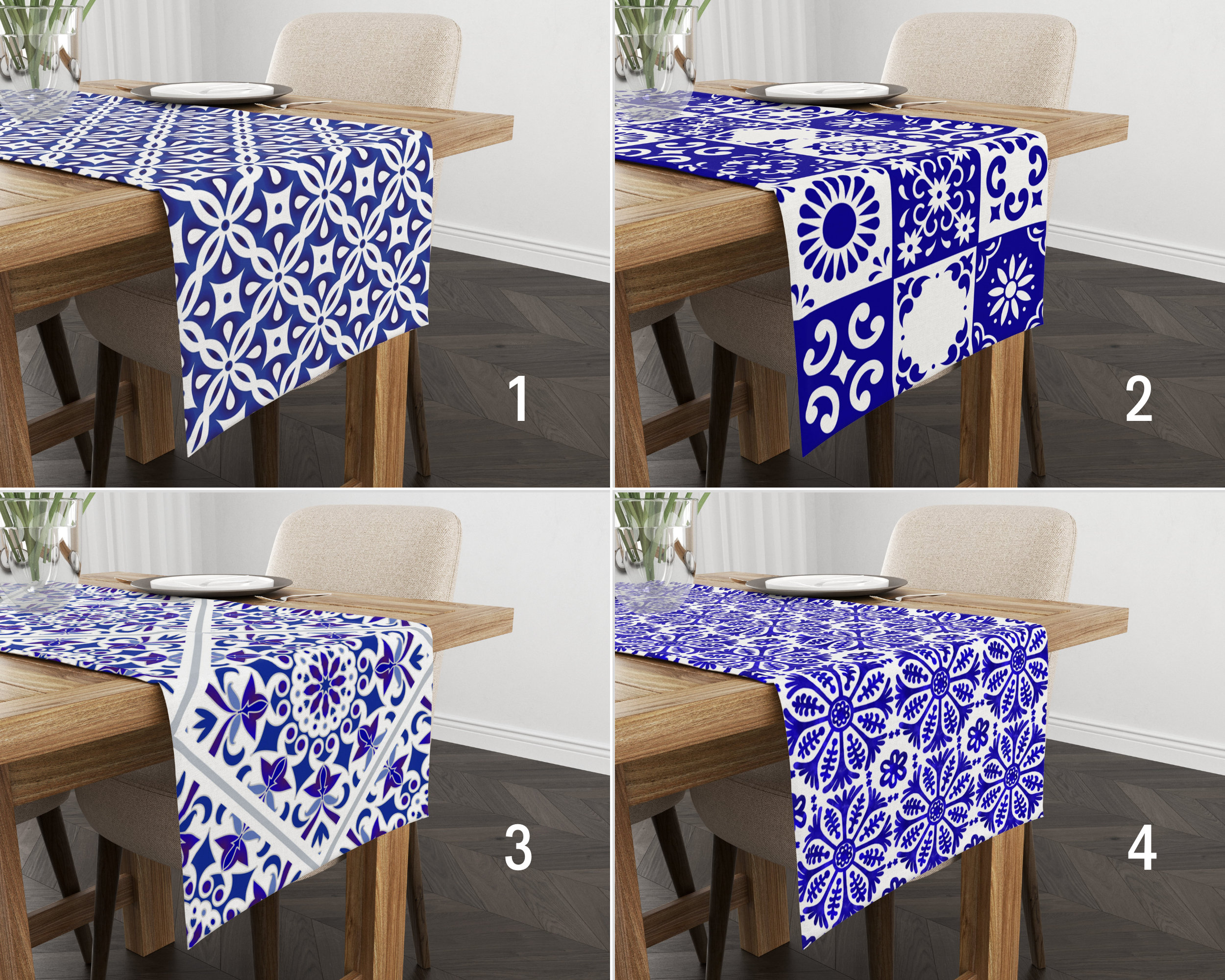 Bright Blue Spanish Style Kitchen Runner Ethnic Table Runner - Etsy