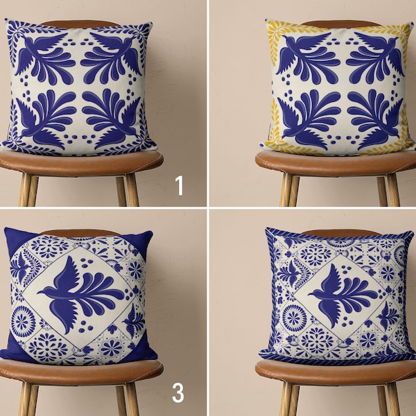 Spanish Tile Outdoor Pillow Blue - Etsy