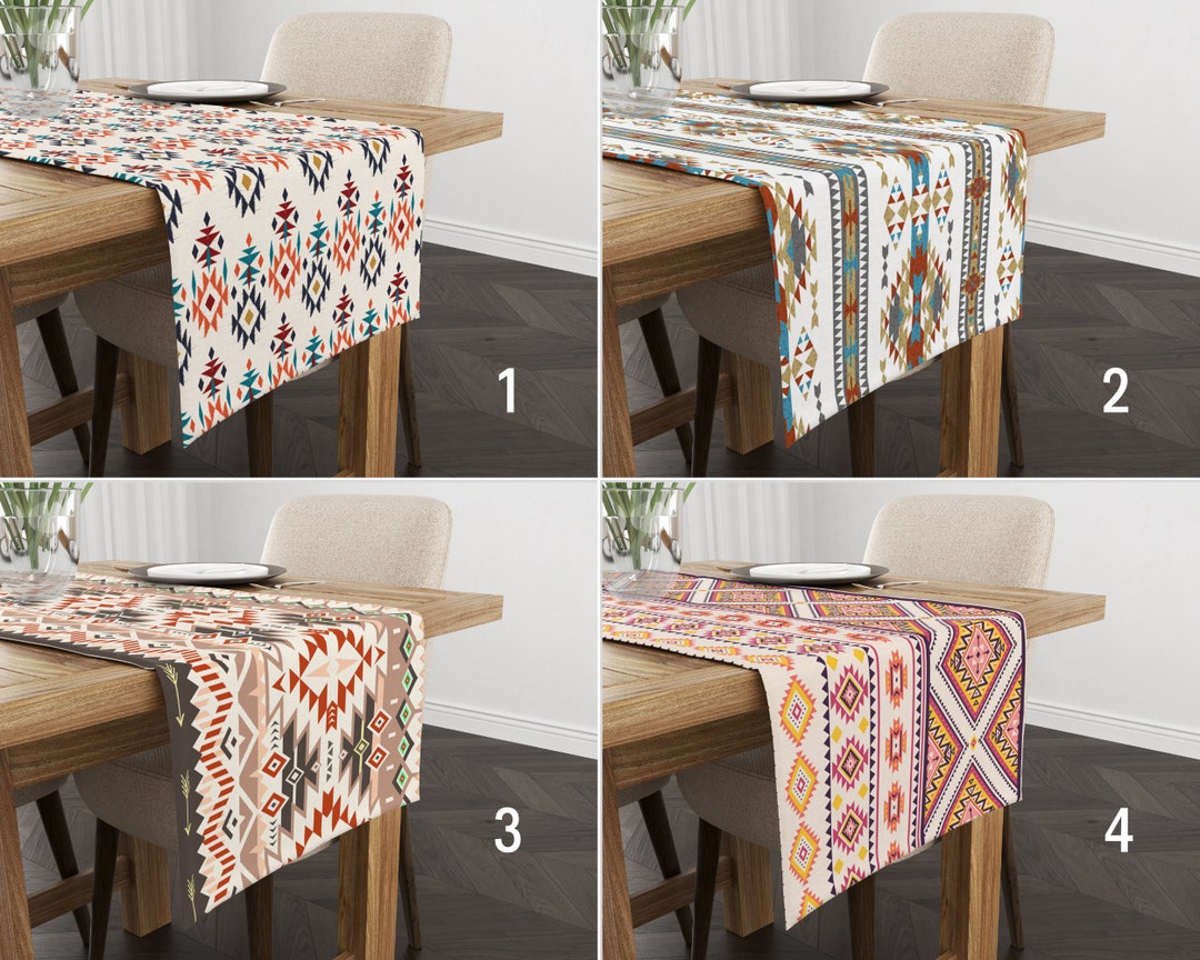 Tribal Aztec Table Runner, Southwestern Geometric Runner, Ethnic Kilim ...