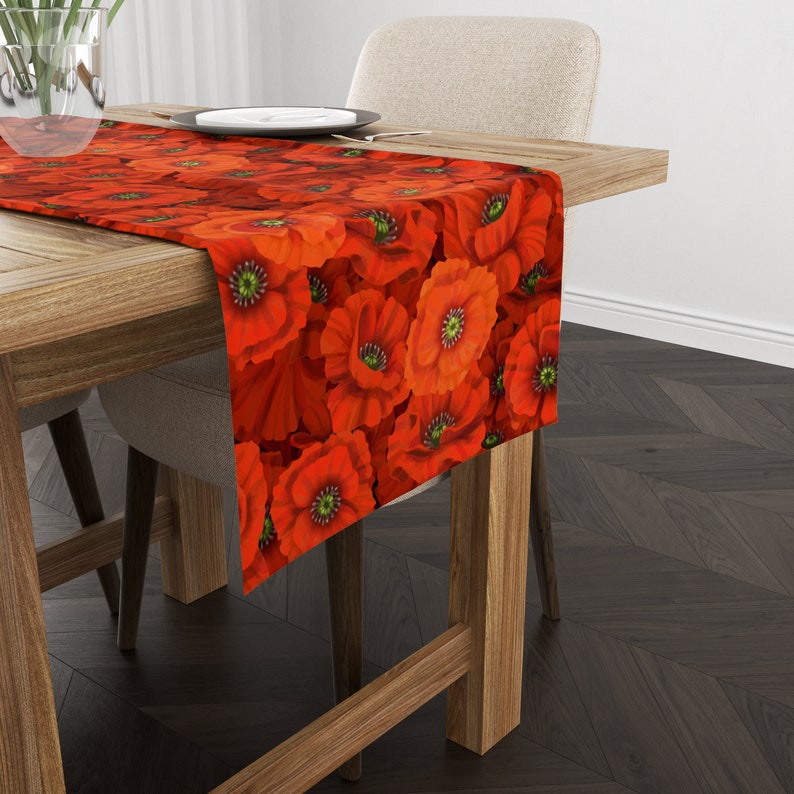 Red Poppy Table Runners Floral Kitchen Runner Corn Poppy - Etsy