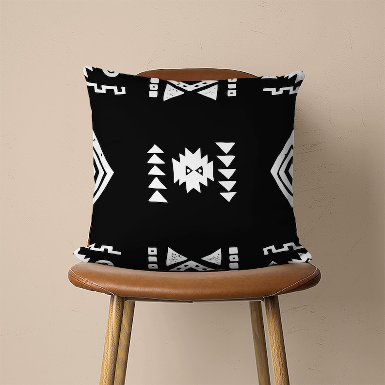 Aztec Pattern Pillow Cover, Tribal Black & White Pillow Case ...