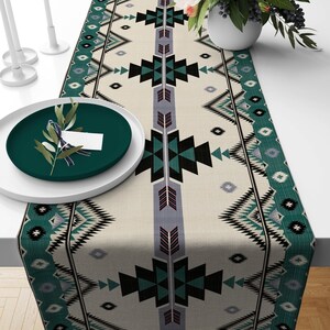 Aztec Design Table Runner, Tribal Pattern Table Runner, Southwestern ...