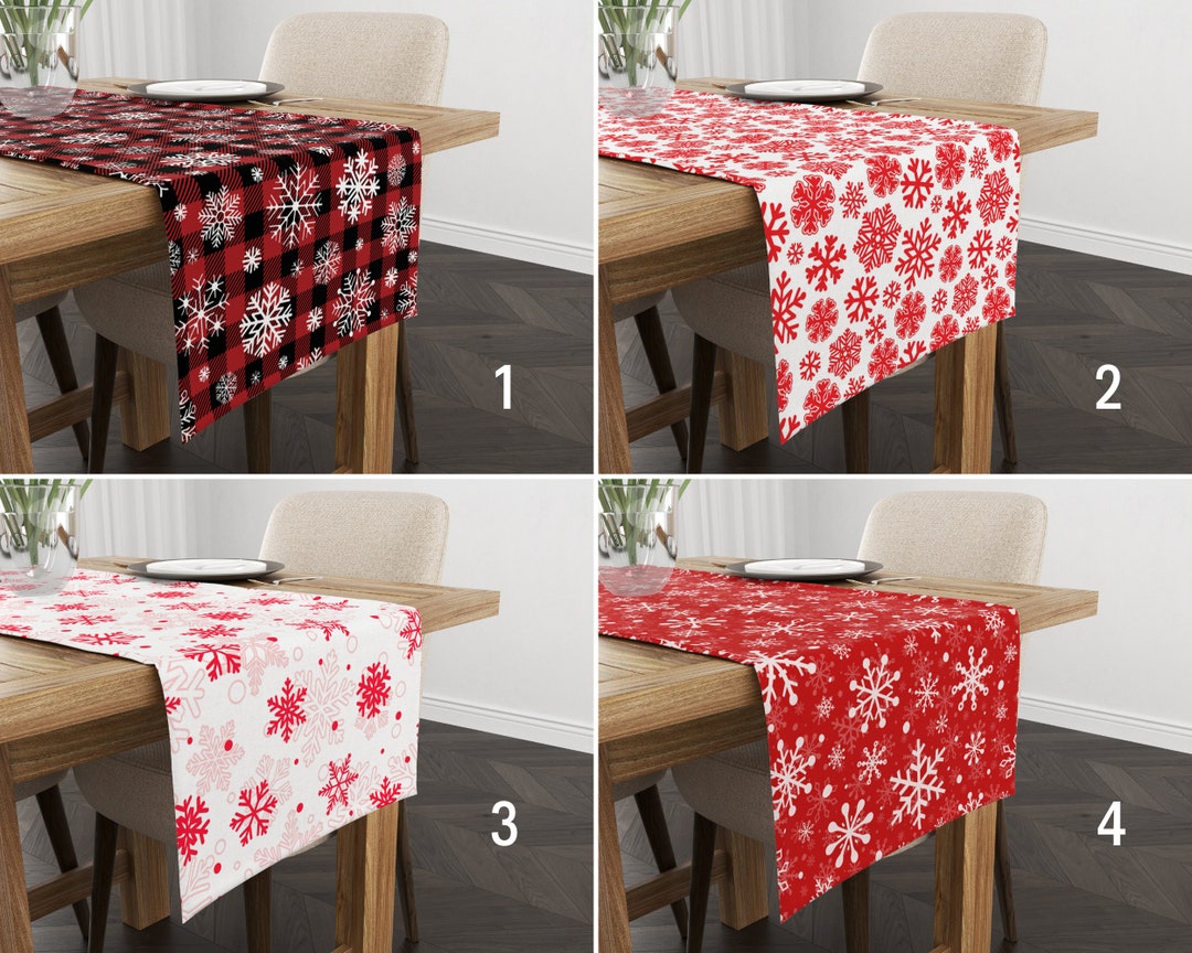 Red Snowflake Design Table Runner, Decorative Christmas Table Runner ...