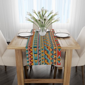 Colorful Tribal Table Runner, Aztec Print Ethnic Runner, Southwestern ...