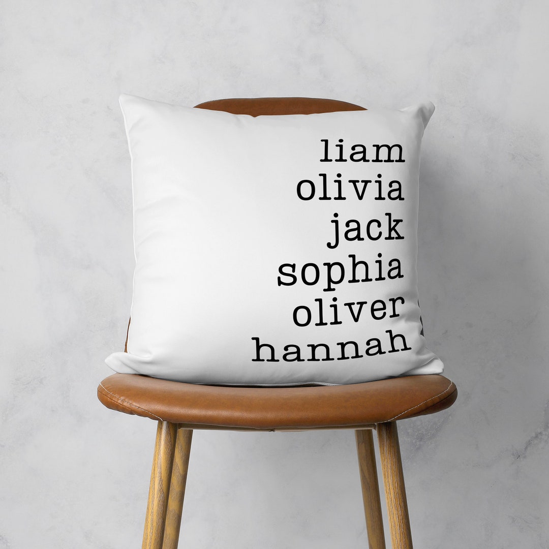 Personalized Names Pillow Cover, Customized Family Cushion Cover ...