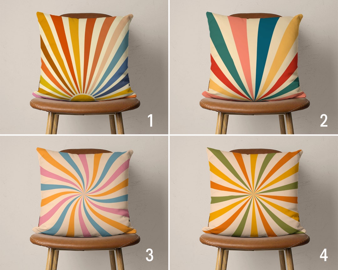 Boho Sun Ray Pillow Case, Sun Beam Mid Century Modern Cushion Cover ...