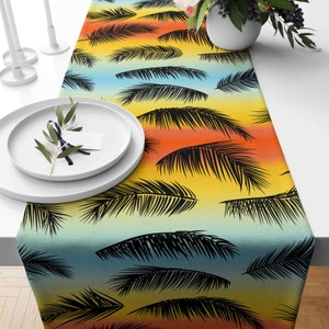 Leaf Pattern Table Runner, Boho Leafy Kitchen Runner, Botanical ...