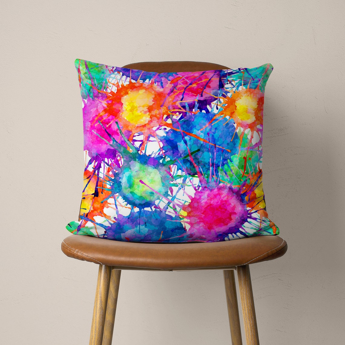 Vivid Abstract Colorful Pillow Case, Bright Vibrant Multicolor Pillow ...