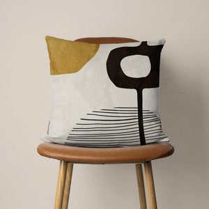Mid Century Modern Pillow Case, Abstract Minimalist Throw Pillow Cover ...