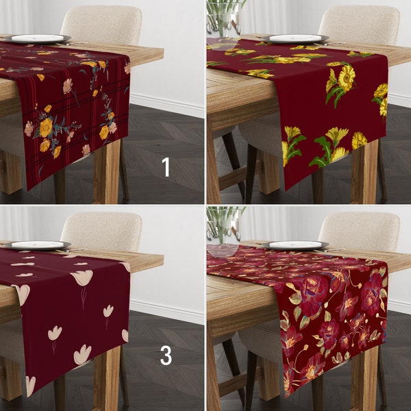Burgundy Table Runner - Etsy