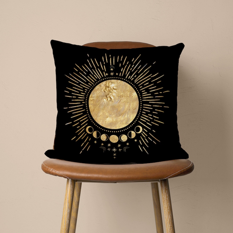 Boho Lunar Pillow Cover, Moon Phases Pillow Case, Celestial Cushion ...