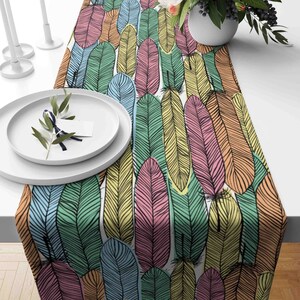 Leaf Pattern Table Runner, Boho Leafy Kitchen Runner, Botanical ...