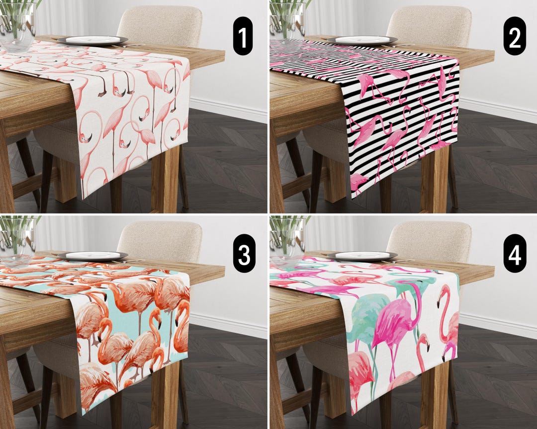 Flamingo Table Runner, Tropical Birds Table Runner, Pink Flamingo ...