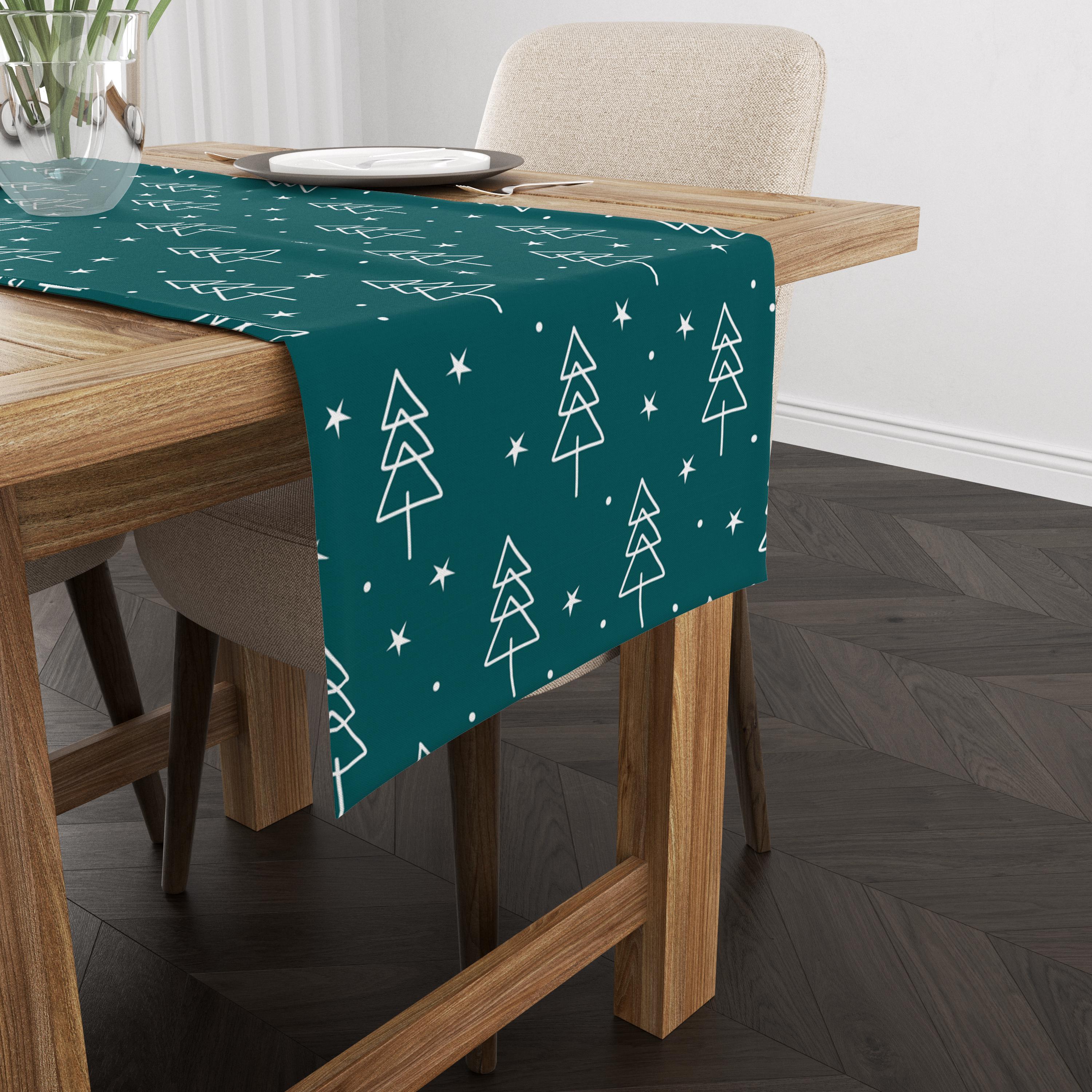 Modern Minimalist Pine Trees Table Runner, Christmas Tree Design Coffee ...