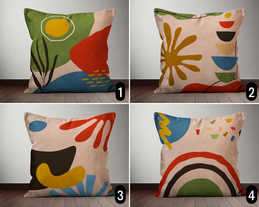 Colorful Abstract Shapes Pillow Case, Modern Minimalist Throw Pillow ...