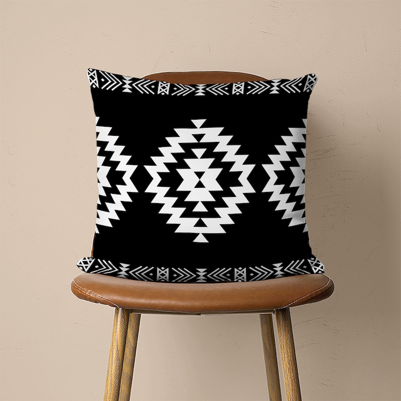 Aztec Pattern Pillow Cover, Tribal Black & White Pillow Case ...